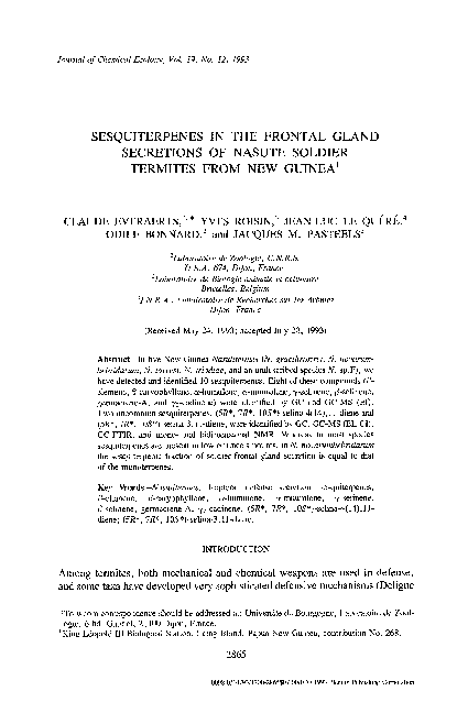 (PDF) Sesquiterpenes in the frontal gland secretions of nasute soldier ...