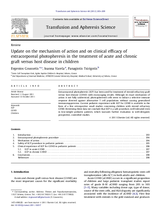 (PDF) Update on the mechanism of action and on clinical efficacy of extracorporeal photopheresis ...