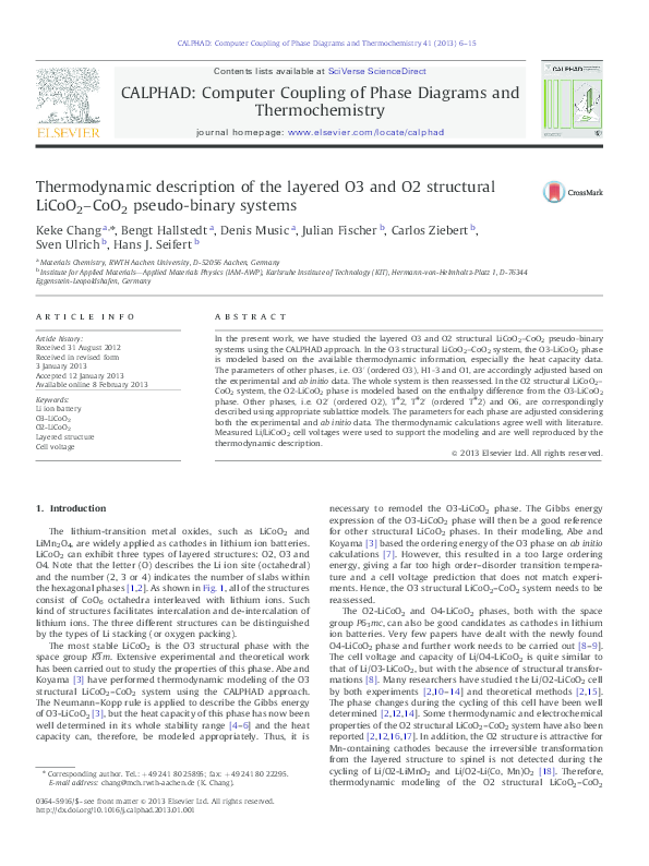 (PDF) Thermodynamic description of the layered O3 and O2 structural ...