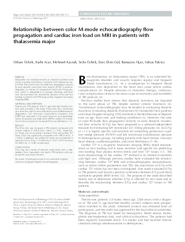 (PDF) The relation of color m-mode flow propagation with cardiac iron ...
