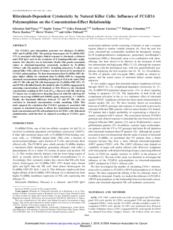 (PDF) Rituximab-Dependent Cytotoxicity by Natural Killer Cells ...