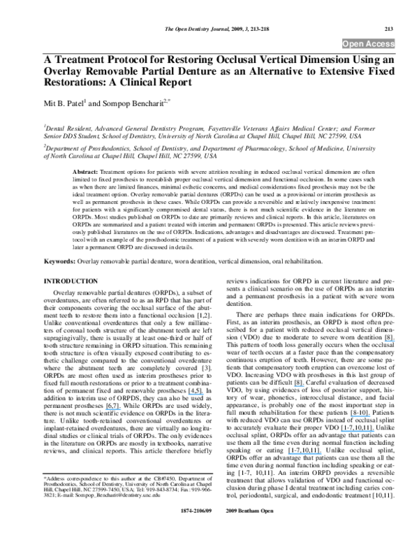 (PDF) A Treatment Protocol for Restoring Occlusal Vertical Dimension ...