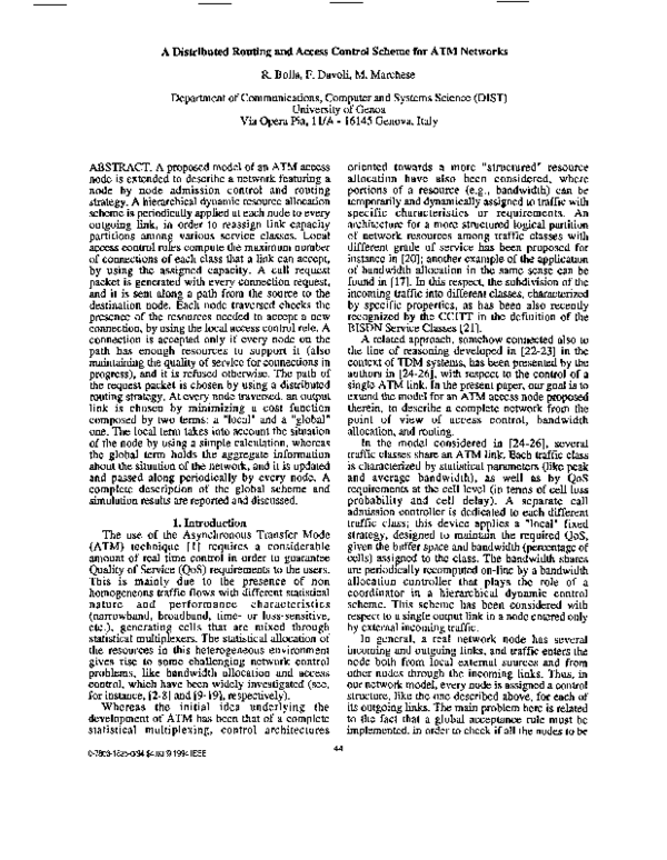 Pdf A Distributed Routing And Access Control Scheme For Atm Networks