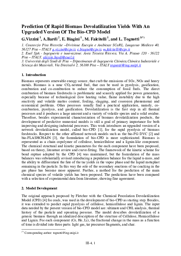 (PDF) Prediction Of Rapid Biomass Devolatilization Yields With An ...
