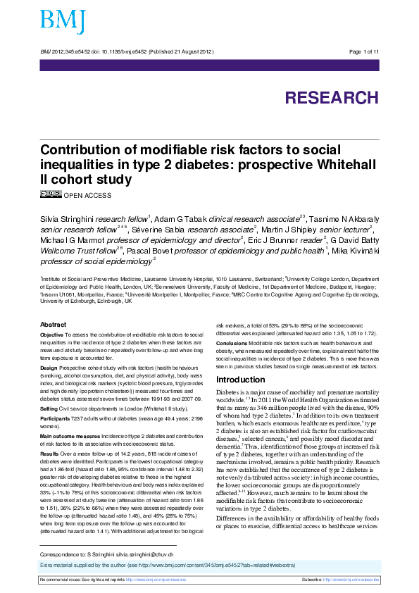 (PDF) Contribution of modifiable risk factors to social inequalities in ...