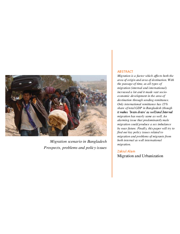 (PDF) Migration scenario in Bangladesh: Prospects, problems and policy ...