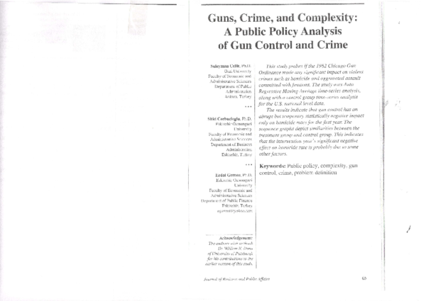 (PDF) Guns, Crime, and Complexity: A Public Policy Analysis of Gun ...