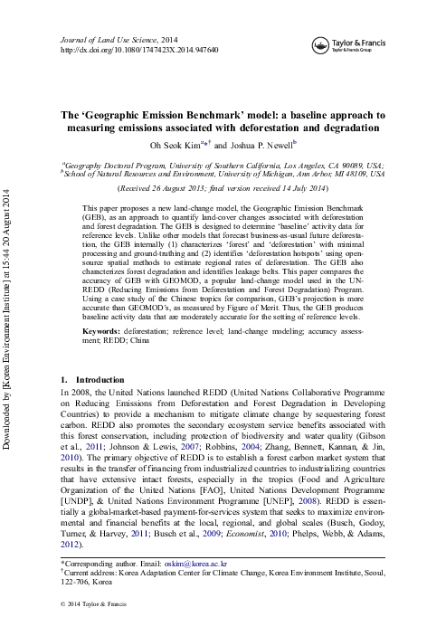 (PDF) The ‘Geographic Emission Benchmark’ model: a baseline approach to ...