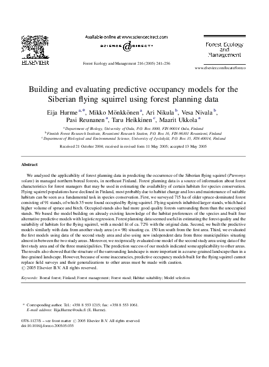 (PDF) Building and evaluating predictive occupancy models for the ...