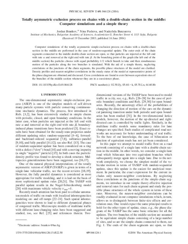 (PDF) Totally asymmetric exclusion process on chains with a double ...