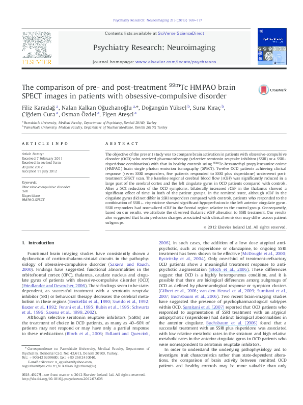 (PDF) The comparison of pre- and post-treatment 99mTc HMPAO brain SPECT ...