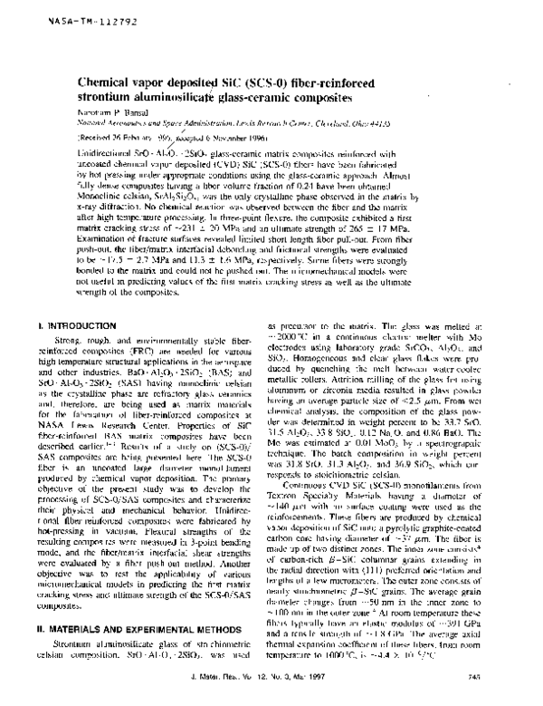(PDF) Chemical vapor deposited SiC (SCS-0) fiber-reinforced strontium ...