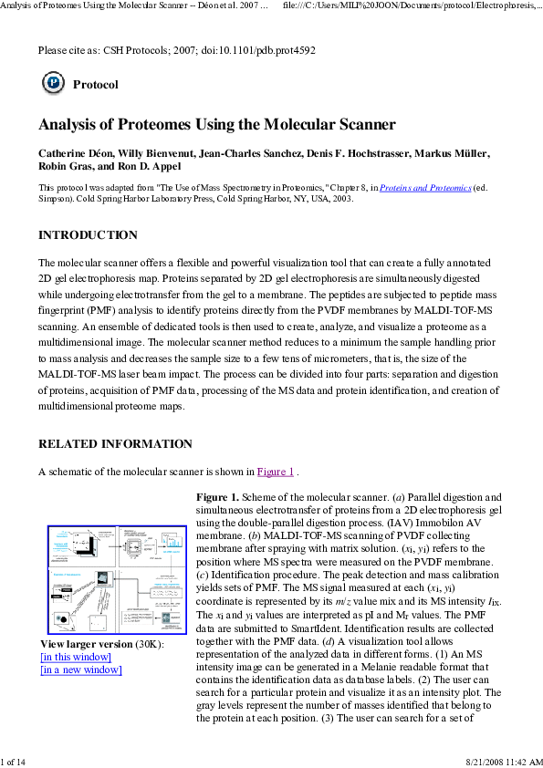 (PDF) Analysis of proteomes using the molecular scanner