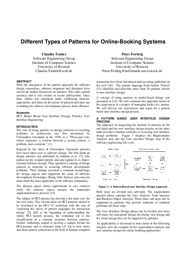 (PDF) Different types of patterns for online-booking systems