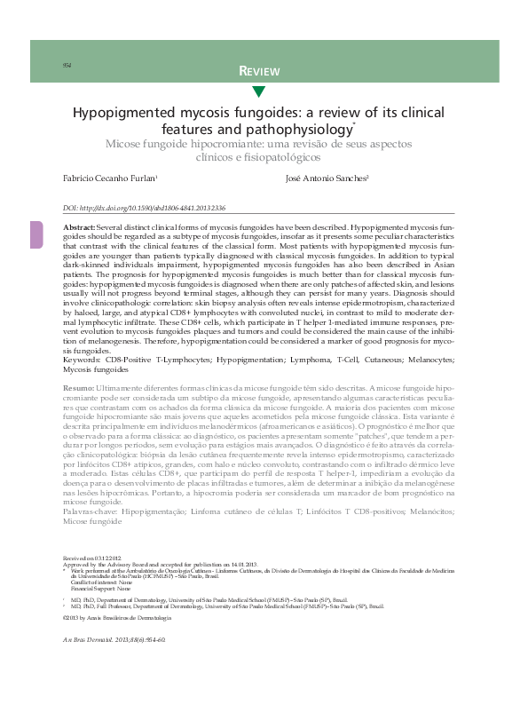 (PDF) Hypopigmented mycosis fungoides: a review of its clinical ...