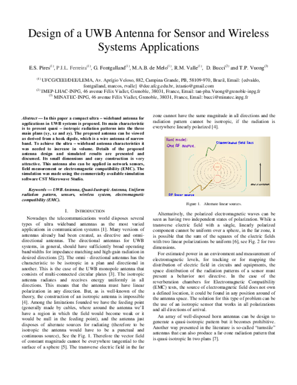 (PDF) Design of a UWB antenna for sensor and wireless systems applications
