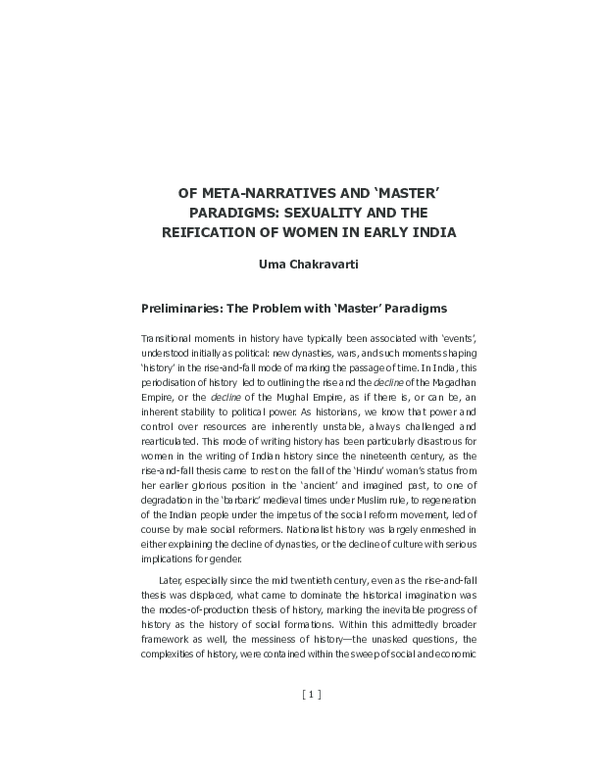 (PDF) 2009. Of Meta Narratives and ‘Master’ Paradigms: Sexuality and ...