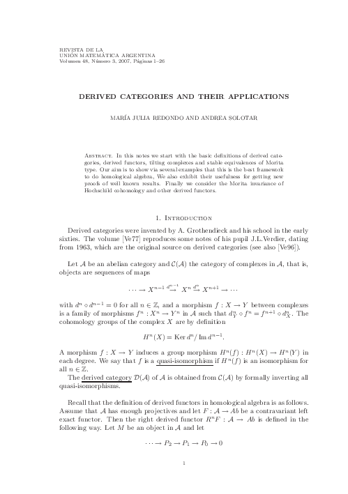 (PDF) Derived categories and their applications