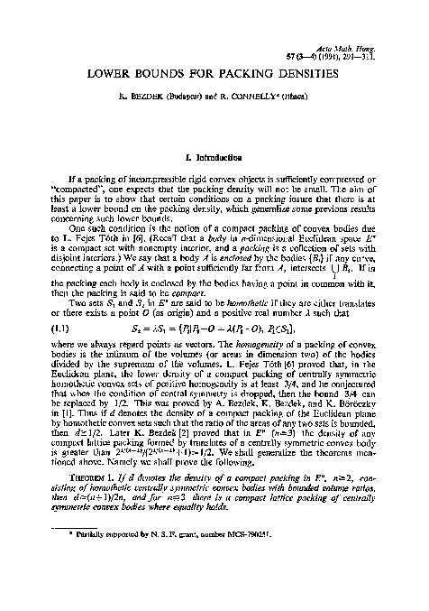 (PDF) Lower bounds for packing densities