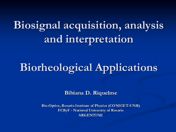 (PDF) Biosignal acquisition, analysis and interpretation Biorheological Applications | Bibiana ...