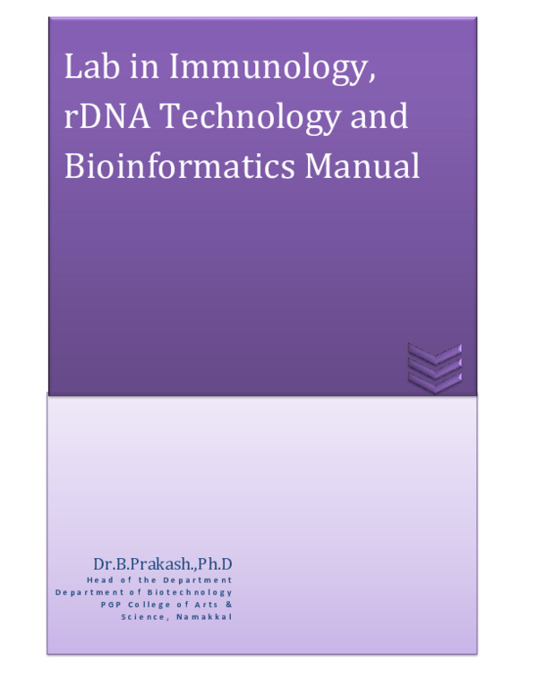 (PDF) Lab in Immunology, rDNA Technology and Bioinformatics Students Manual