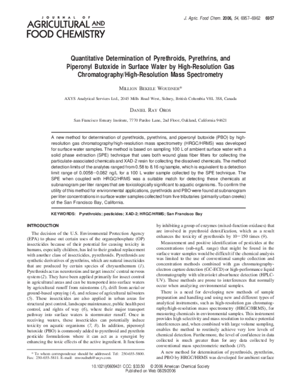 (PDF) Quantitative Determination of Pyrethroids, Pyrethrins, and Piperonyl Butoxide in Surface ...