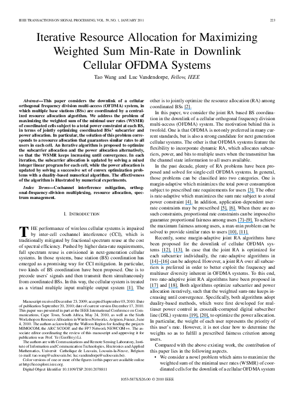 (PDF) Iterative Resource Allocation for Maximizing Weighted Sum Min-Rate in Downlink Cellular ...