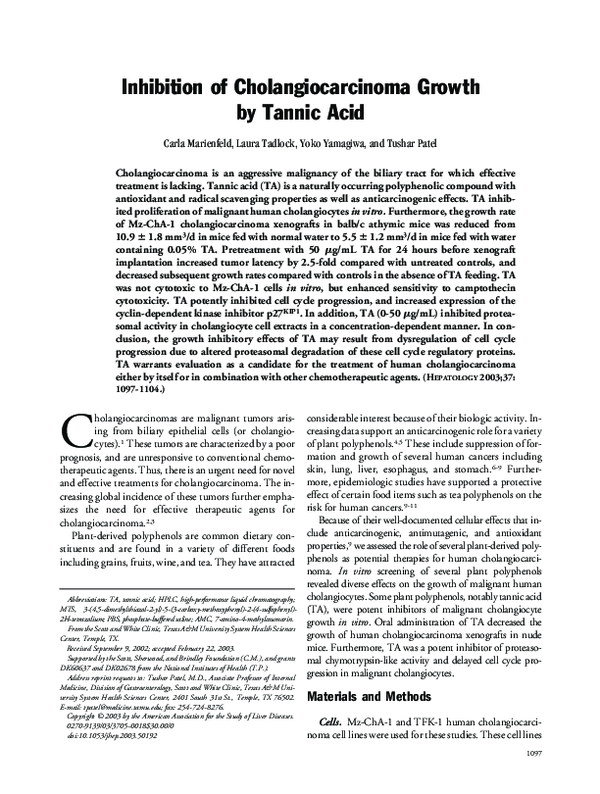 (PDF) Inhibition of cholangiocarcinoma growth by tauroursodeoxycholic ...