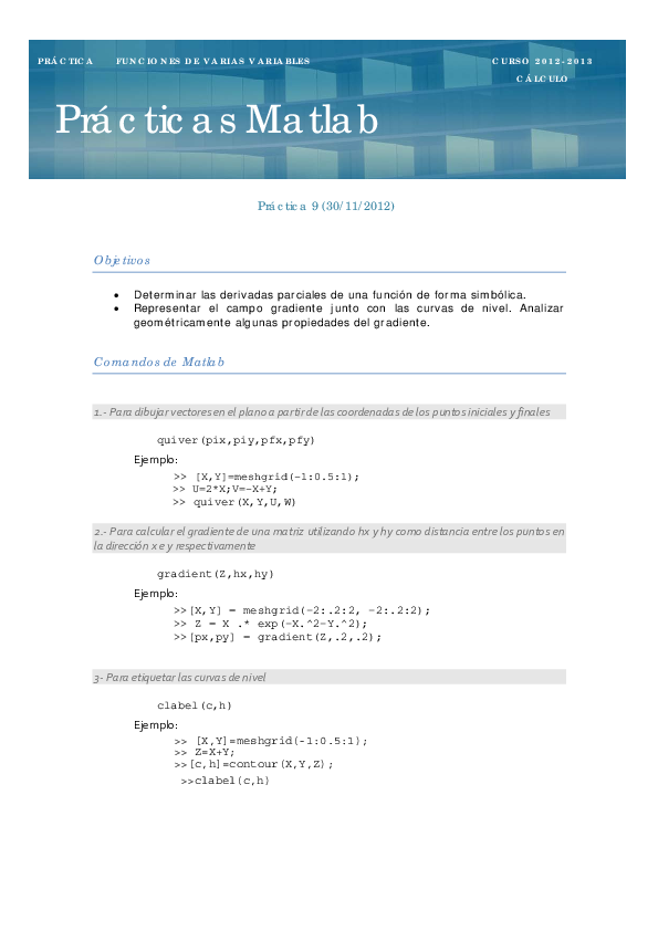 (PDF) Vectores gradientes matlab