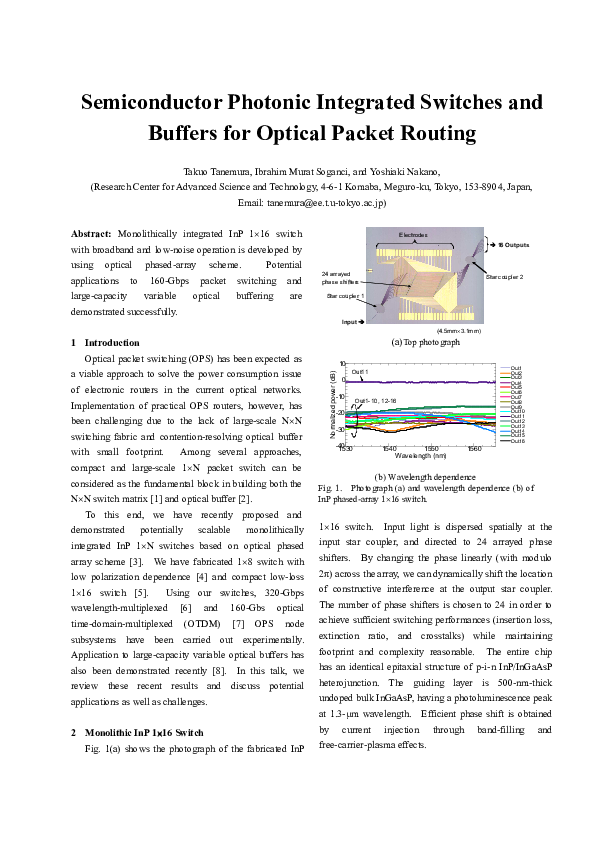 (PDF) Semiconductor photonic integrated switches and buffers for ...
