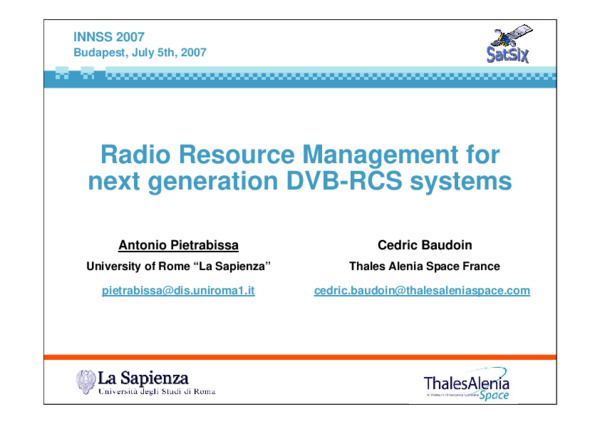 (PDF) Radio resource management for next generation DVB-RCS systems