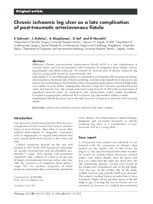 (PDF) Chronic ischaemic leg ulcer as a late complication of post ...