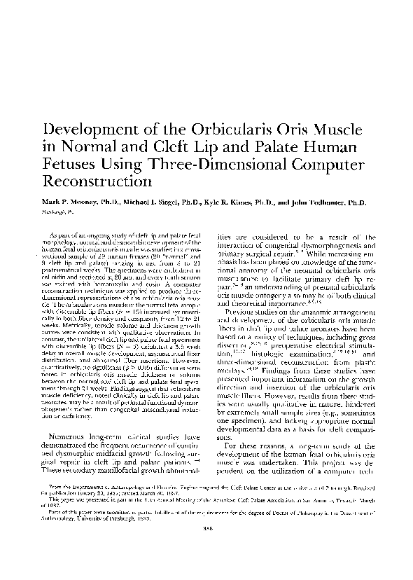 (PDF) Development of the Orbicularis Oris Muscle in Normal and Cleft ...