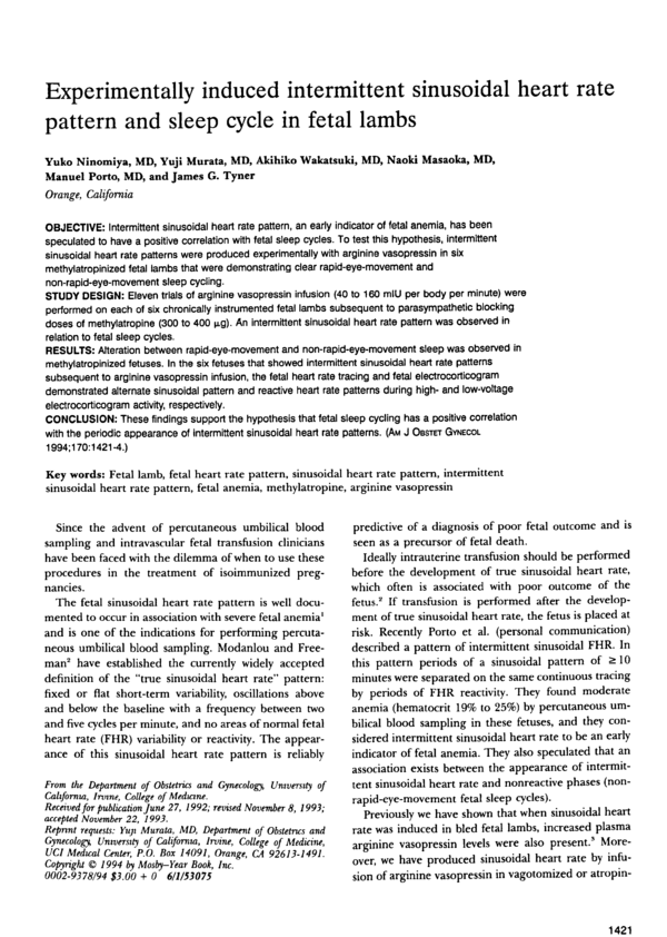 (PDF) Experimentally induced intermittent sinusoidal heart rate pattern ...