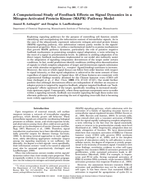 (PDF) A Computational Study of Feedback Effects on Signal Dynamics in a Mitogen-Activated ...