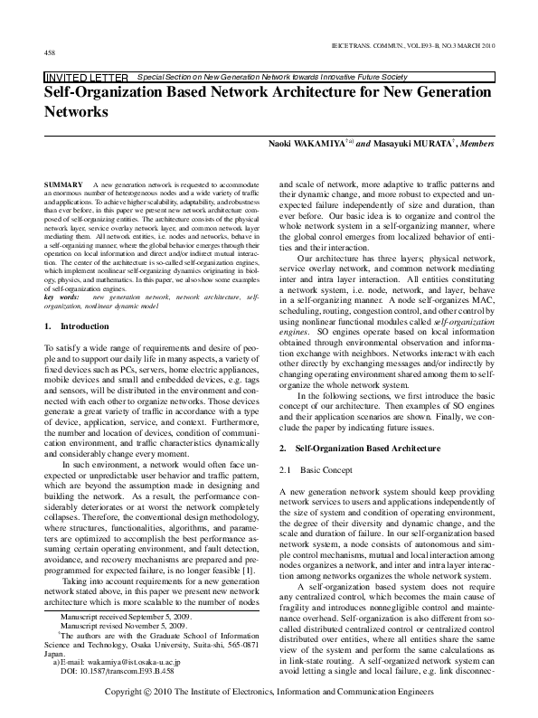 (PDF) Self-Organization Based Network Architecture for New Generation ...