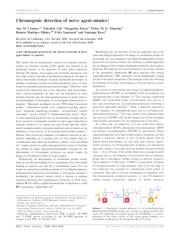 (PDF) Chromogenic detection of nerve agent mimics