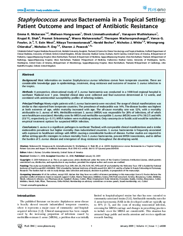 (PDF) Staphylococcus aureus Bacteraemia in a Tropical Setting: Patient Outcome and Impact of ...