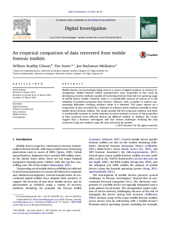 (PDF) An empirical comparison of data recovered from mobile forensic ...