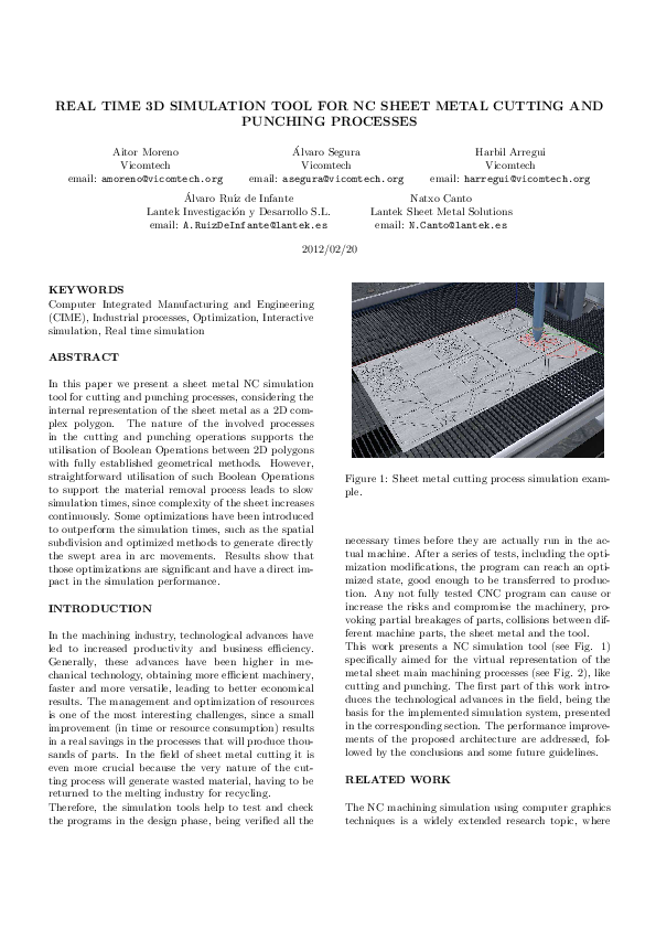 Pdf Real Time 3d Simulation Tool For Nc Sheet Metal Cutting And Punching Processeses
