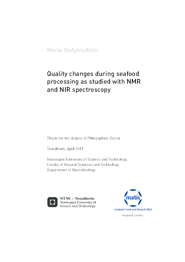 (PDF) Quality changes during seafood processing as studied with NMR and NIR spectroscopy