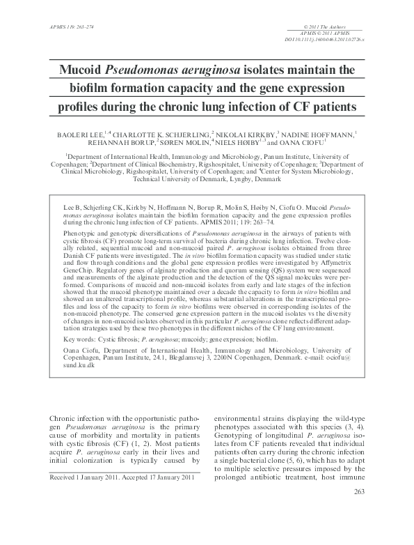 (PDF) Mucoid Pseudomonas aeruginosa isolates maintain the biofilm ...