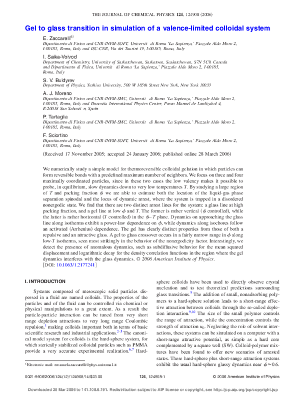 (PDF) Gel to glass transition in simulation of a valence-limited ...