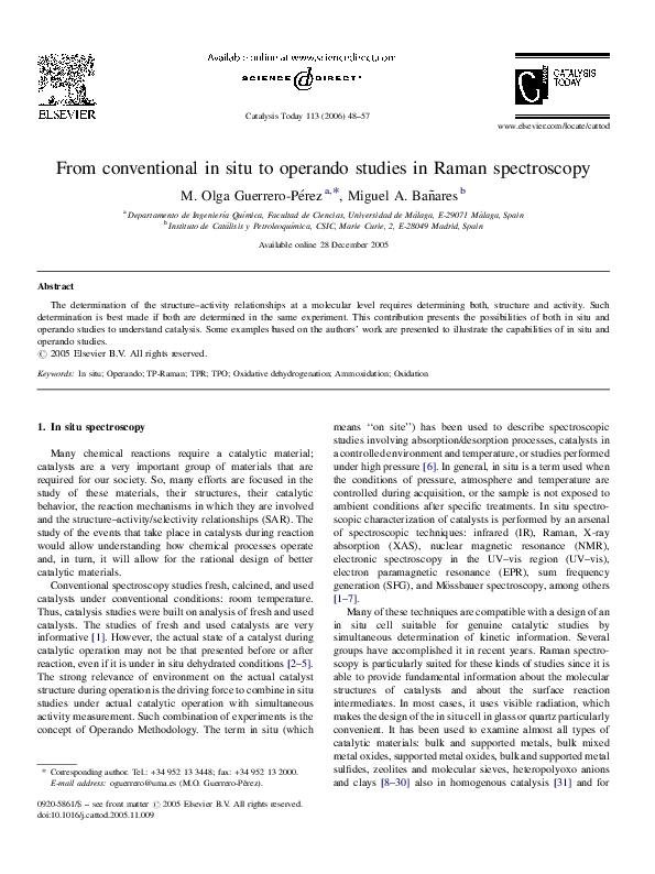 (PDF) From conventional in situ to operando studies in Raman spectroscopy