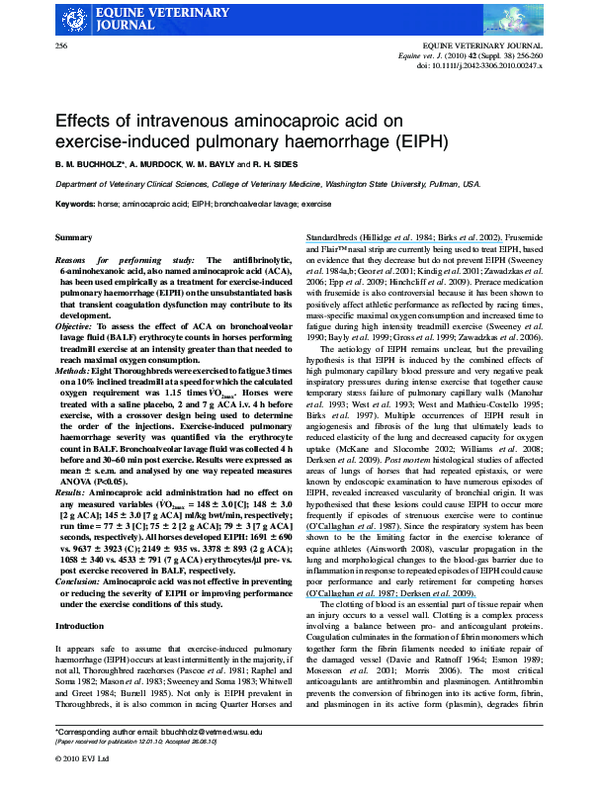 (PDF) Effects of intravenous aminocaproic acid on exercise-induced ...