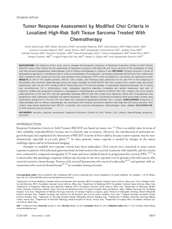 (PDF) Tumor response assessment by modified Choi criteria in localized ...