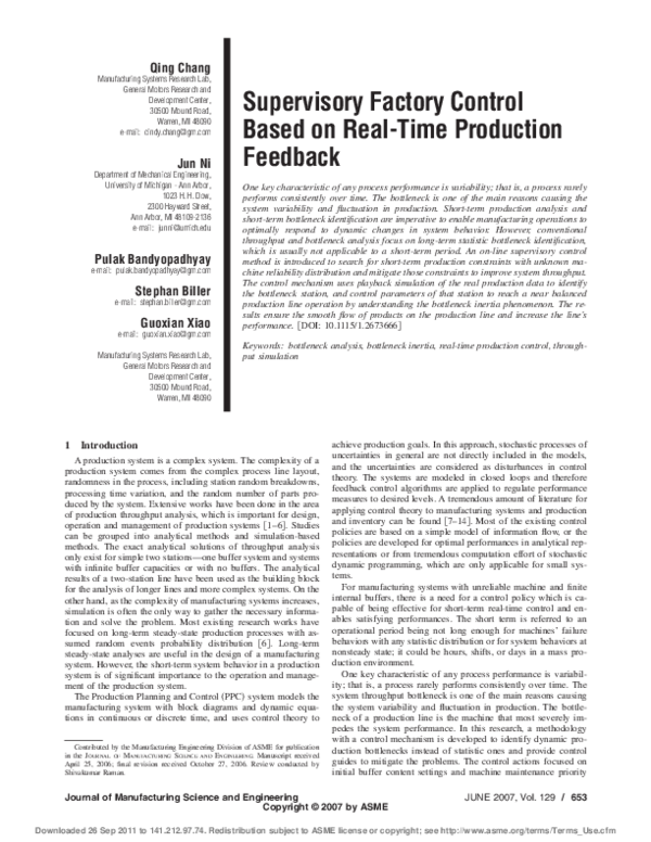 (PDF) Supervisory Factory Control Based on Real-Time Production Feedback