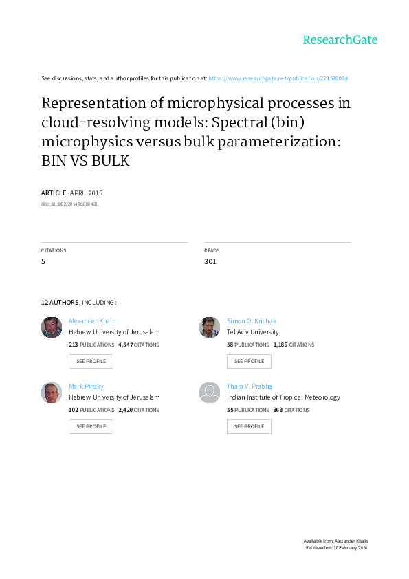 (PDF) Representation of microphysical processes in cloud-resolving models: Spectral (bin ...