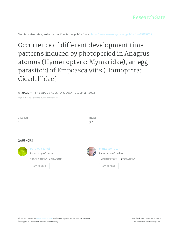 (PDF) Occurrence of different development time patterns induced by ...