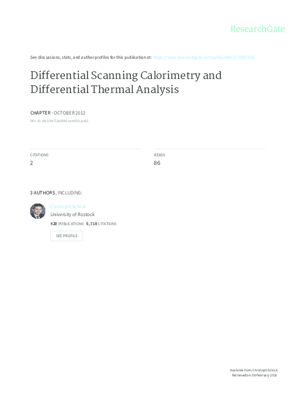 Differential Scanning Calorimetry And Differential Thermal Analysis